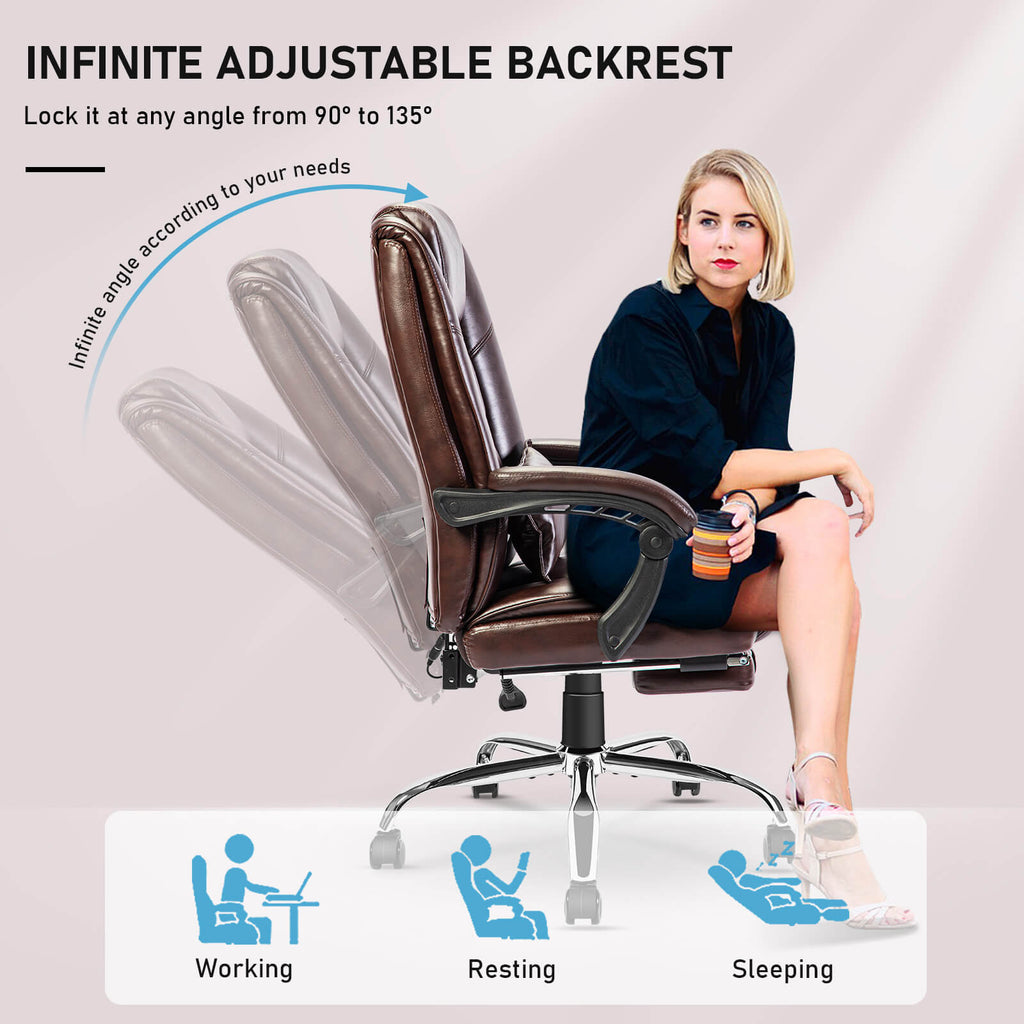 4 Point Massage Office Chairs With Heating Reclining Backrest